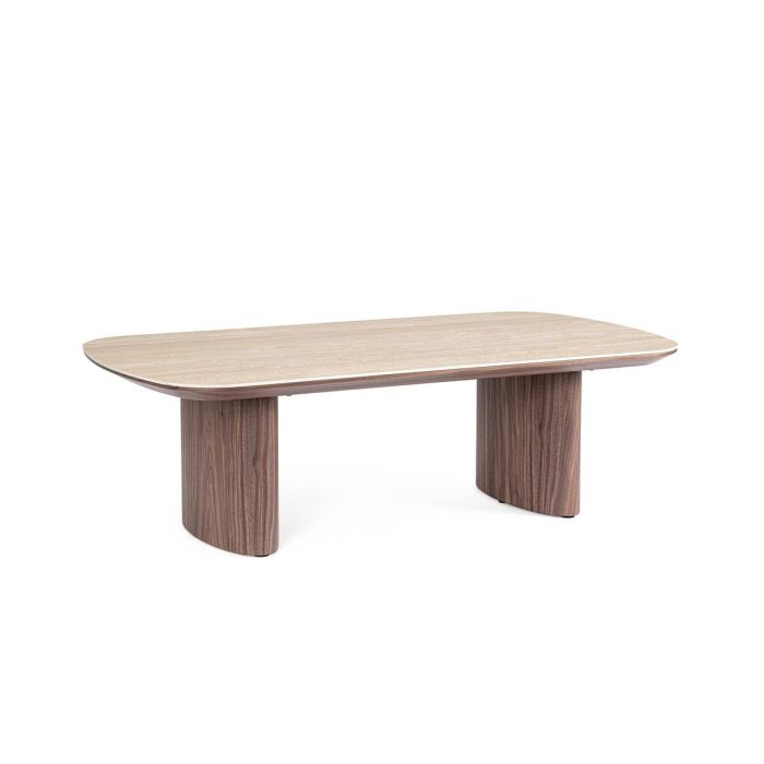 Mesa auxiliar nogal y efecto travertino 130x70 | CHS